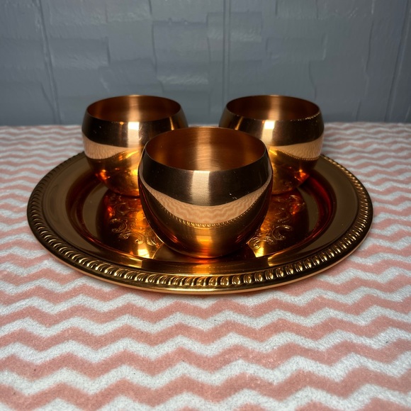 Other | Coppercraft Guild Tray And 3 Cups | Poshmark